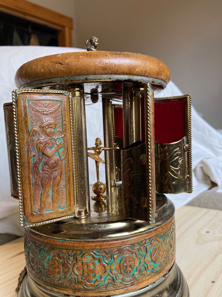 Vintage Working Reuge Embossed Leather Carousel | eBay