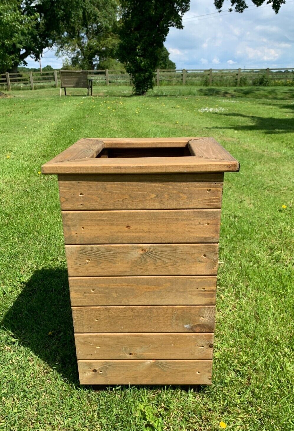 Deep High Wooden Planter Square Tall Plant Flower Patio Pot Premium ...