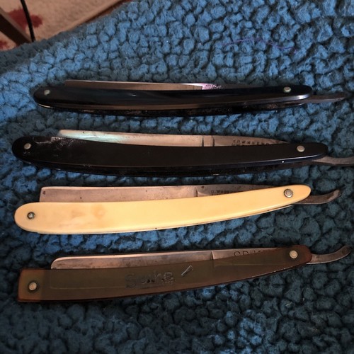 Vintage Straight Razors set of 4,see description for brands with case ...