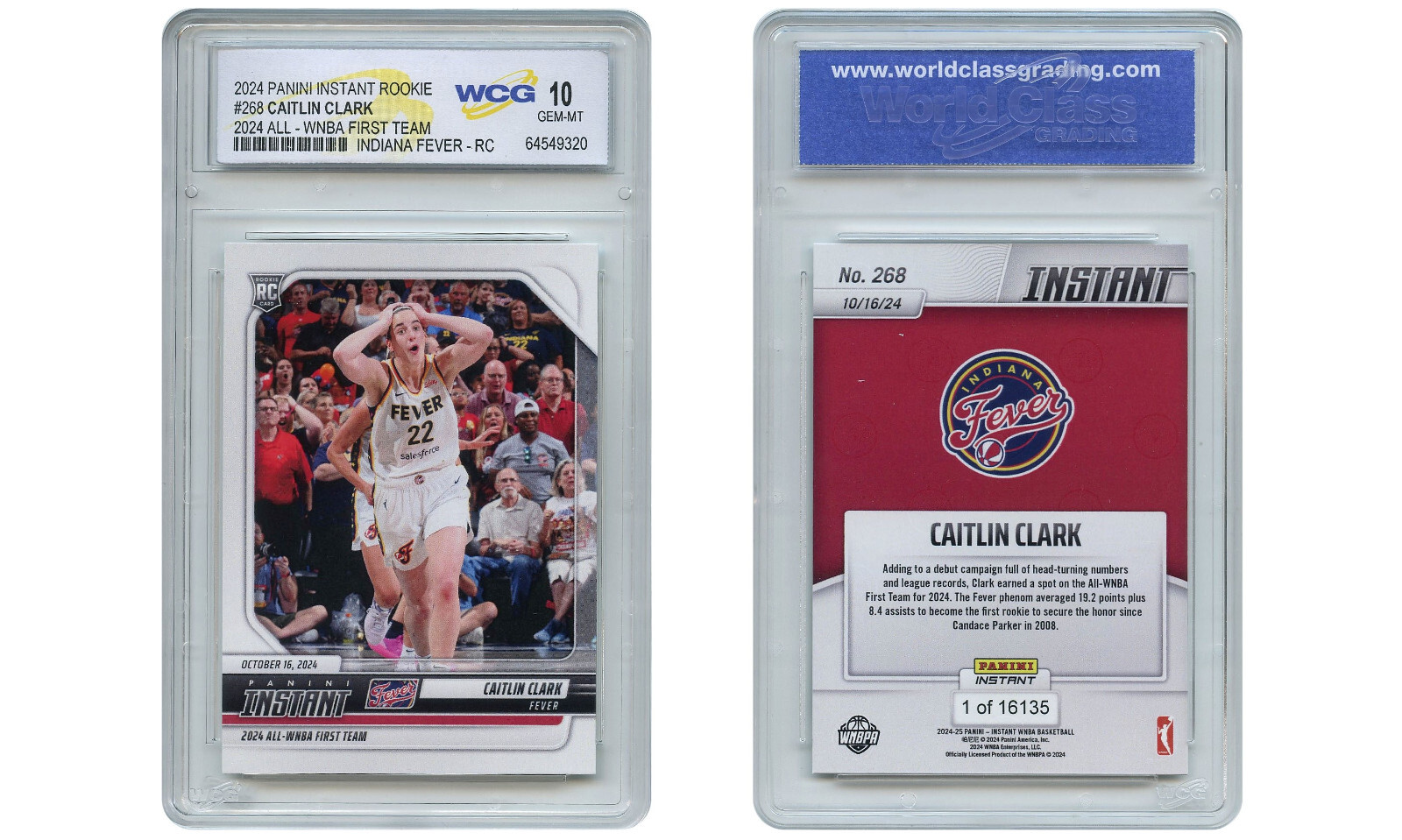 2024 Panini CAITLIN CLARK Card All-WNBA First Team #268 RC - Graded GEM ...