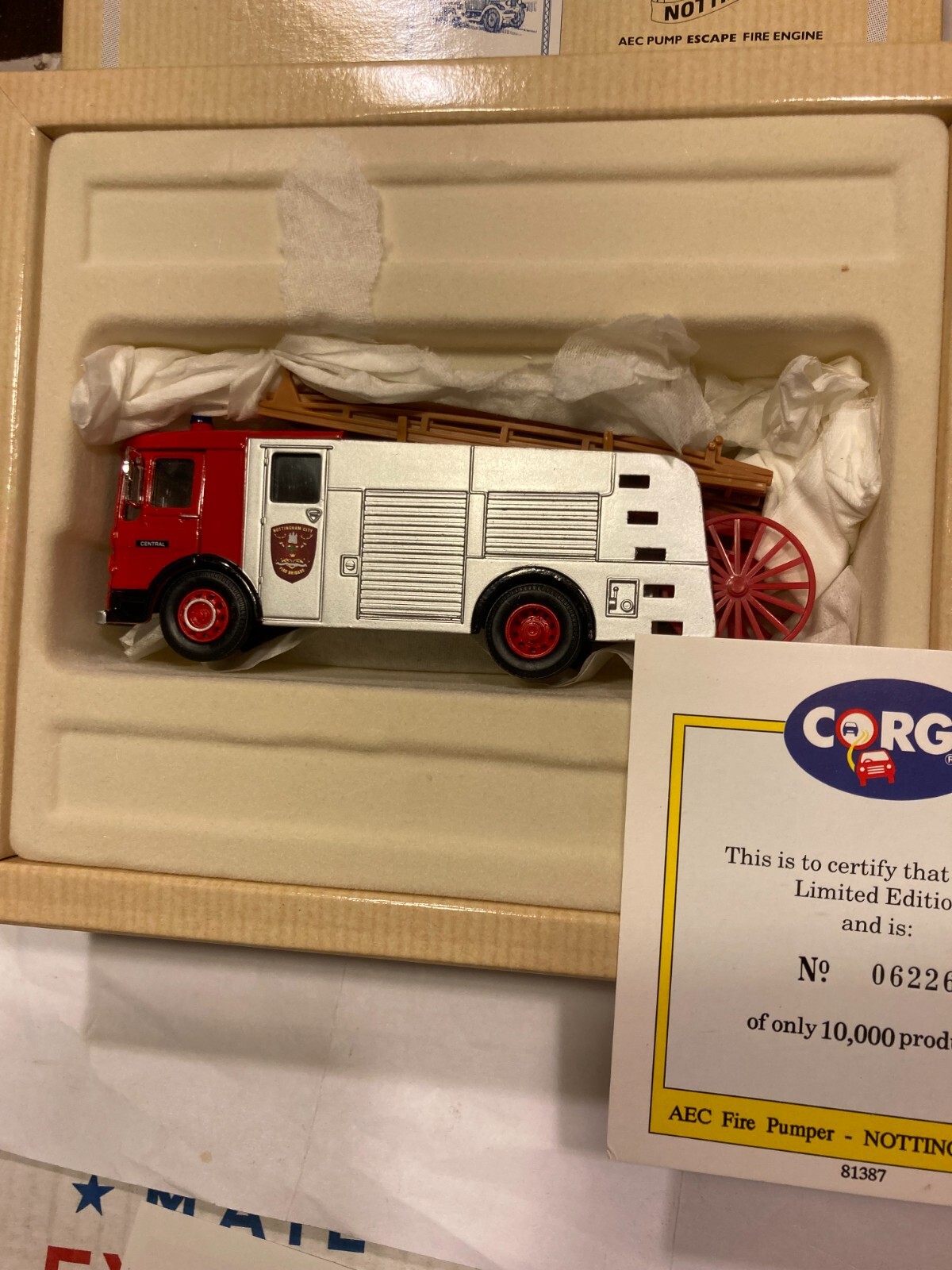 VINTAGE "BRAND NEW" MINT, BOXED CORGI NOTTINGHAM FIRE ENGINE, #97355 ...