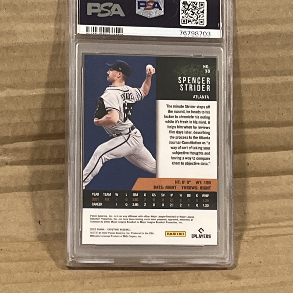 2022 Panini Capstone Spencer Strider RC RED PARALLEL Atlanta Braves PSA ...