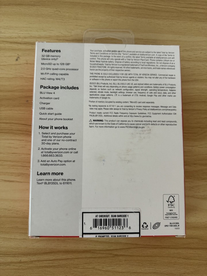 BLU View 4 - (B135DL) - Blue - (TracFone Locked/Total By Verizon)- New ...