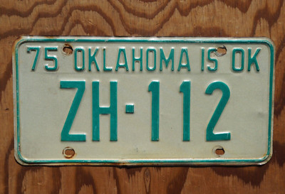 1975 Oklahoma is OK License Plate # ZH - 112 | eBay