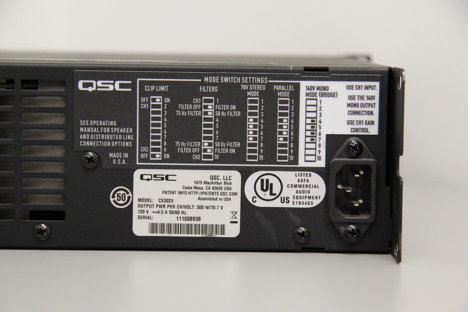 QSC CX302V Professional Commercial Grade 2 Channel Stereo Power ...