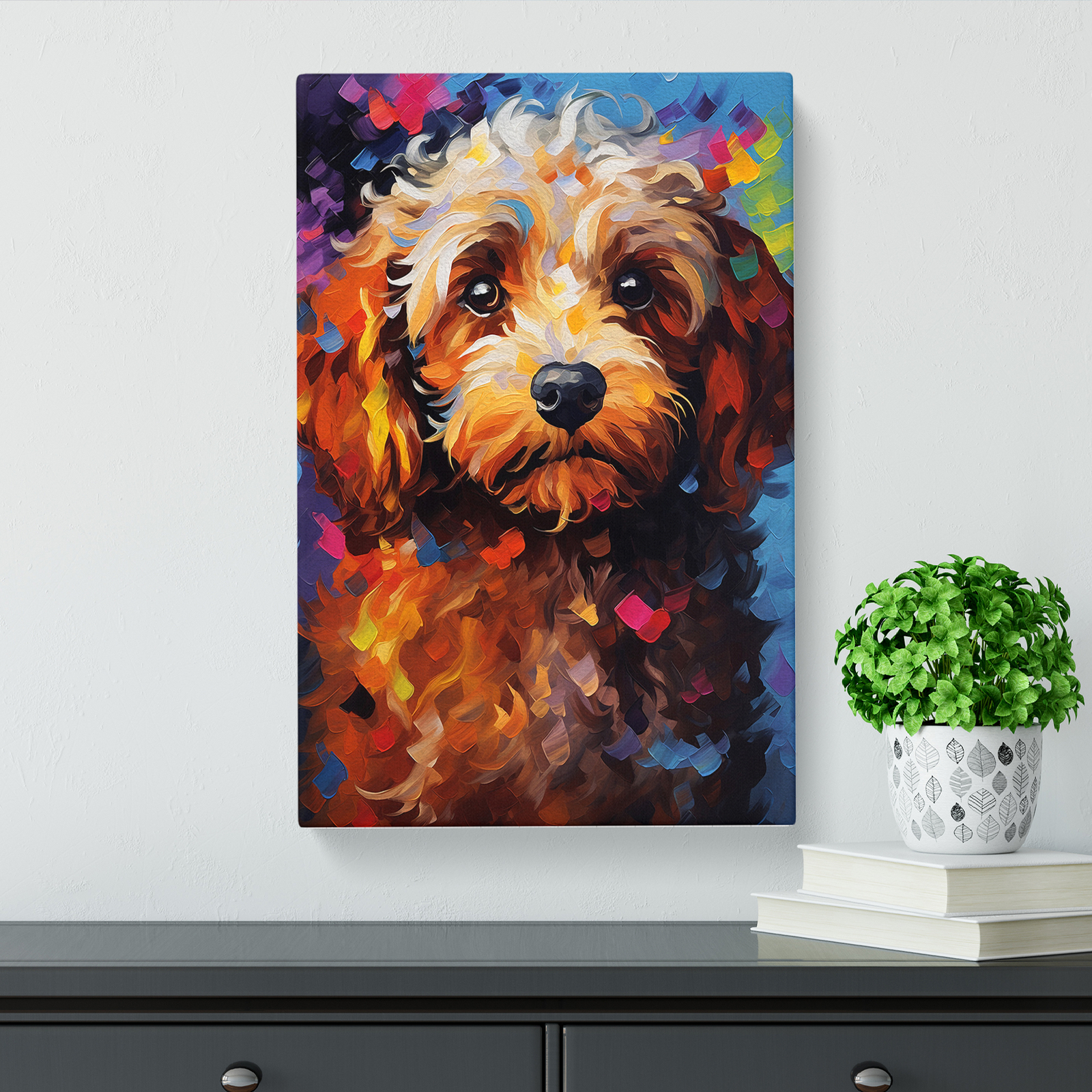 Cockapoo Abstract Canvas Wall Art Print Framed Picture Decor Living ...