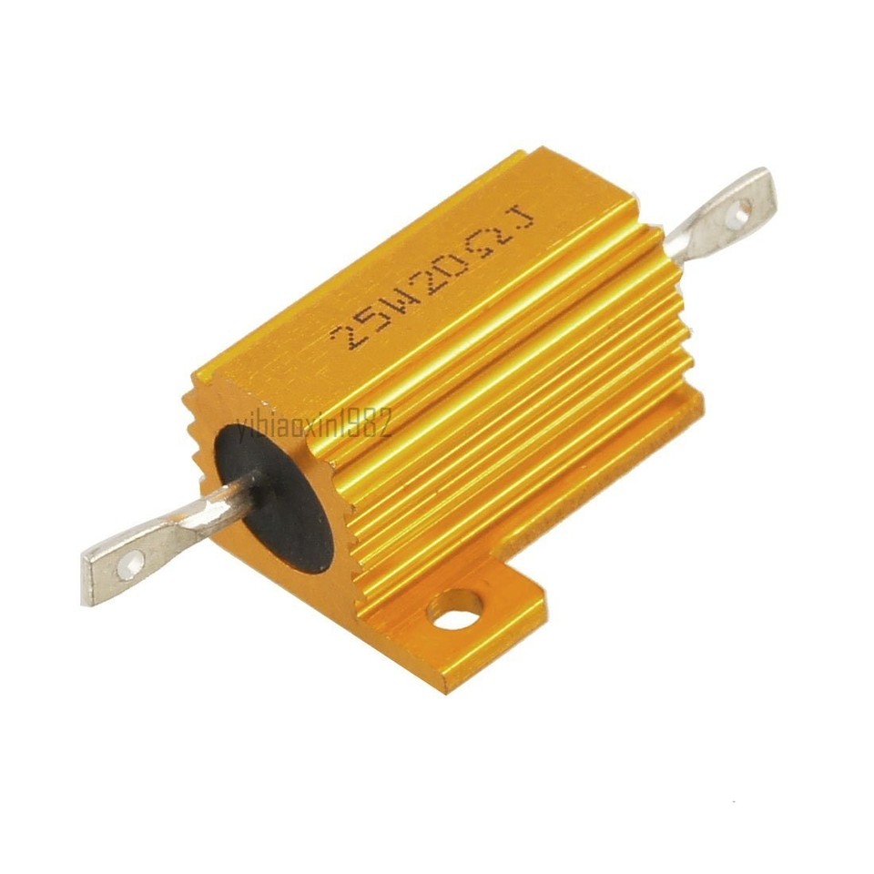 1Pcs Gold Tone Resistors 25W 20 Ohm Chassis Mounted Aluminum Housed ...
