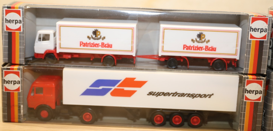4x Herpa LKW Sattelzug Supertransport, Texaco Patrizier Bräu 1:87 OVP ...