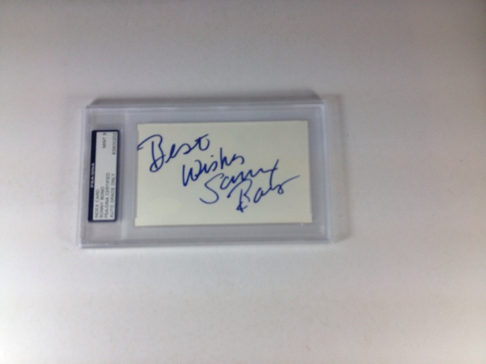 Sonny Bono Autograph 3 x 5 Index Card Slabbed JSA, PSA Grade 9 "MINT ...