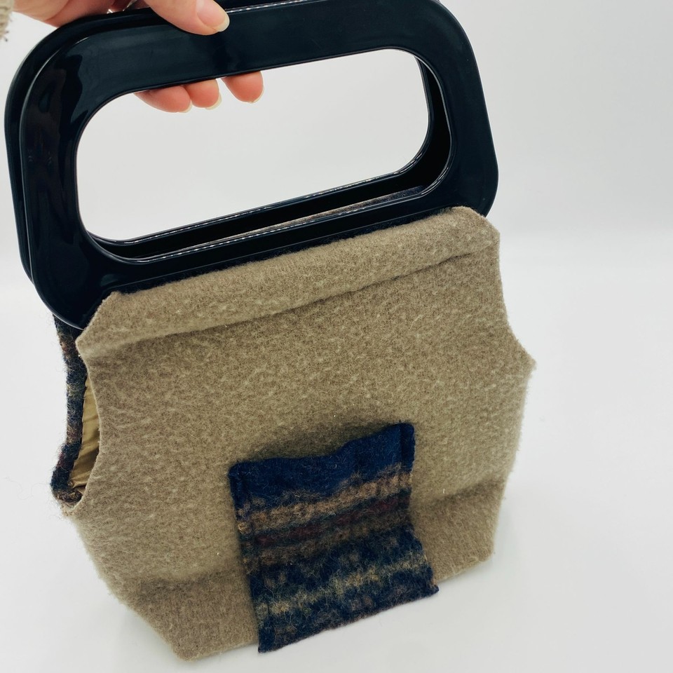 Croft & Barrow Repurposed 100% Wool Handbag Purse with Black Plastic ...