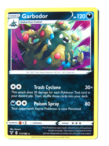Garbodor 111/185 (NM, Pokemon Card, Vivid Voltage, 2020, Darkness, Rare ...