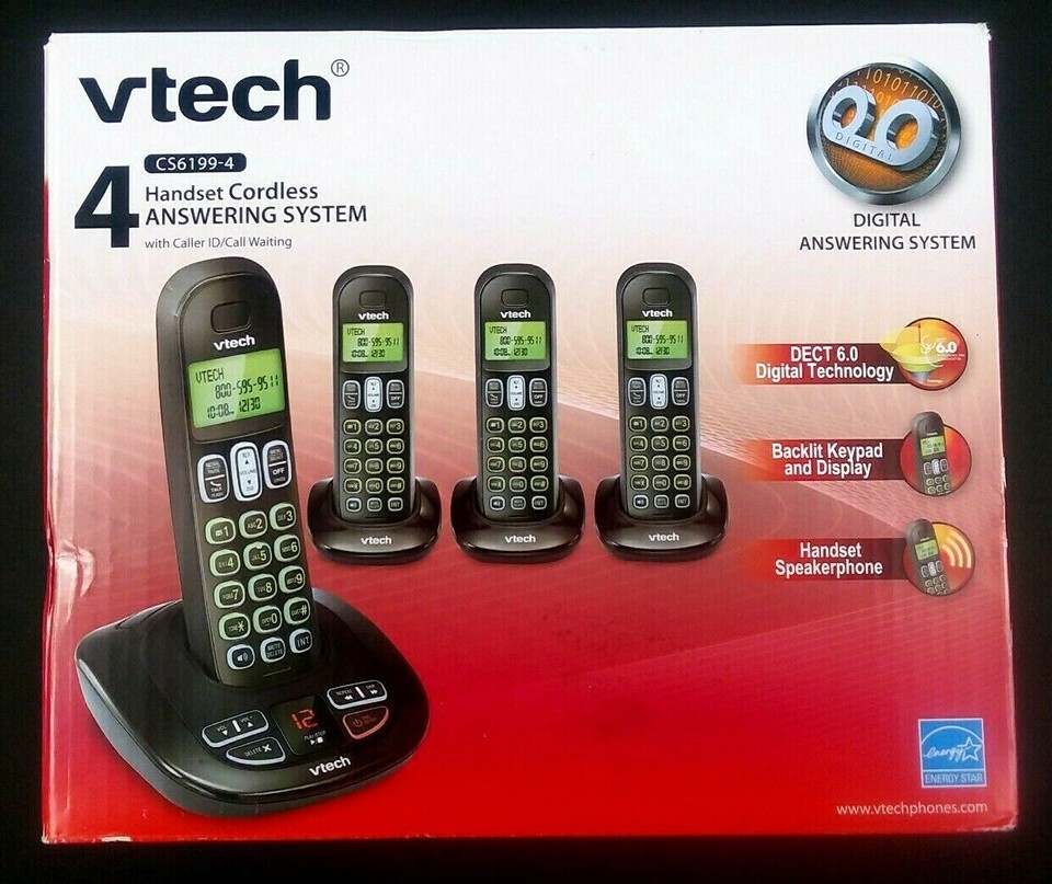 VTECH CS 6199-4 Four HANDSETS AND ANSWER MACHINE DECT 6.0 Free Shipping ...