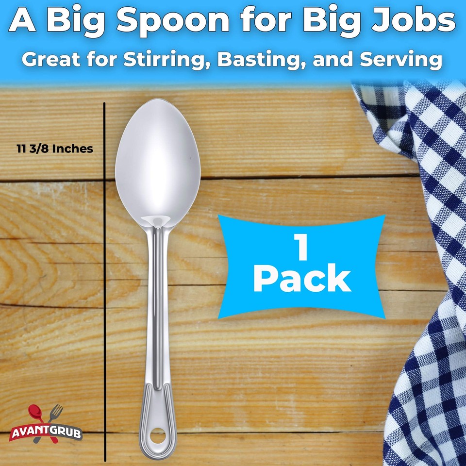 Super Strong Ergonomic 11 In Serving Spoon 1 Pk. Big Solid Stainless ...
