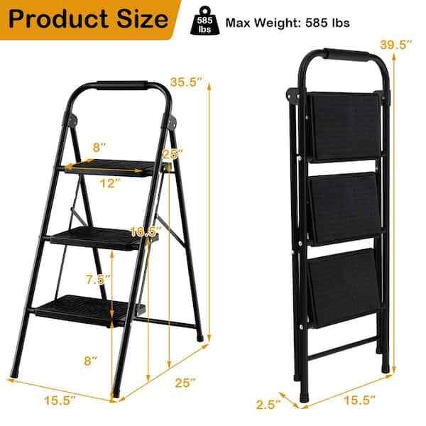 3 Step Ladder Height 9ft. 330 lbs. Load Capacity Type IA Duty Rating ...