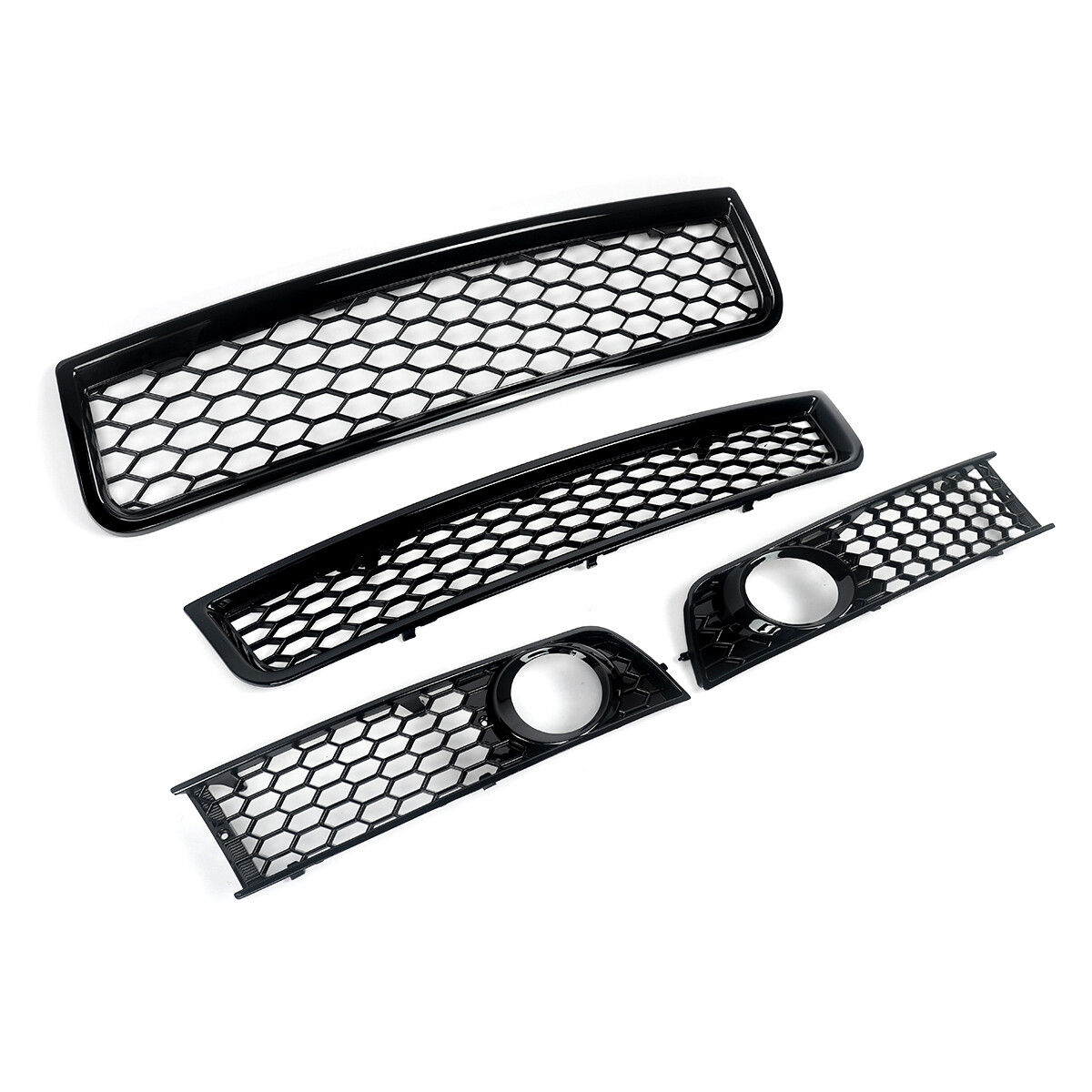 For Audi A4 B6 2002 2005 Black RS Style Front Upper Lower Grill Fog for-audi-a4-b6-2002-2005-black-rs-style-front-upper-lower-grill-fog