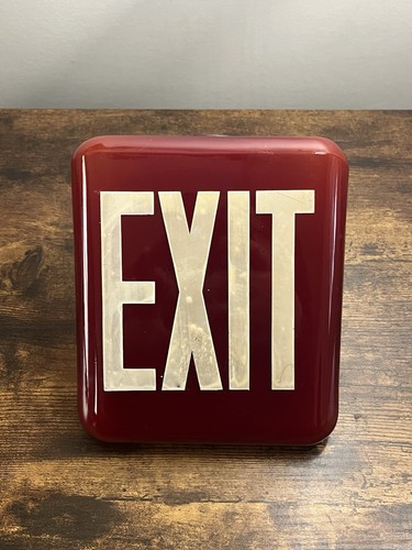 Exit Sign Ruby Red Glass Light Globe 7” Triangular Wedge 3” Fitter | eBay
