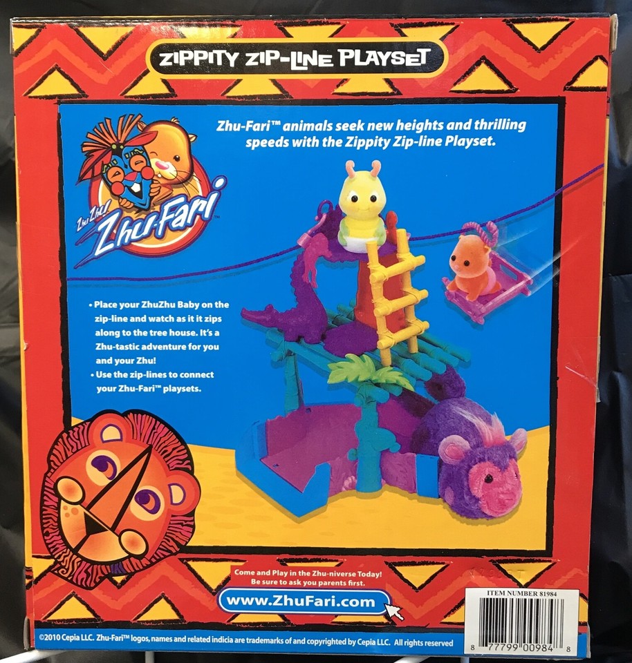 Zhu Zhu Pets ~ Zhu Fari Zippity Zip-Line Playset & Accessories ...