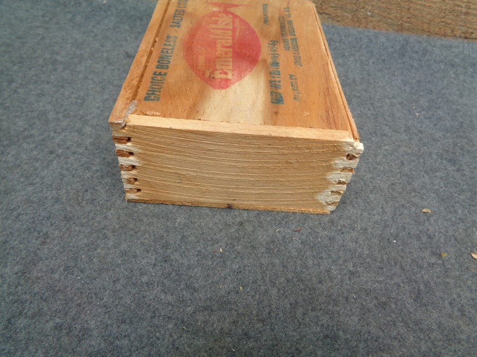 Vintage Wood Cod Fish Box - Emerald Isle Choice Boneless Salted Codfish ...