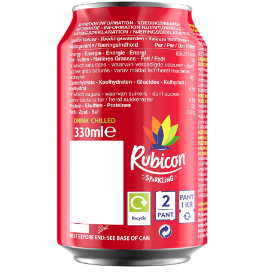 Rubicon Sparkling Fizzy Drink Cans, 330 ml - Pack of 18 Pack of 24 Fast ...