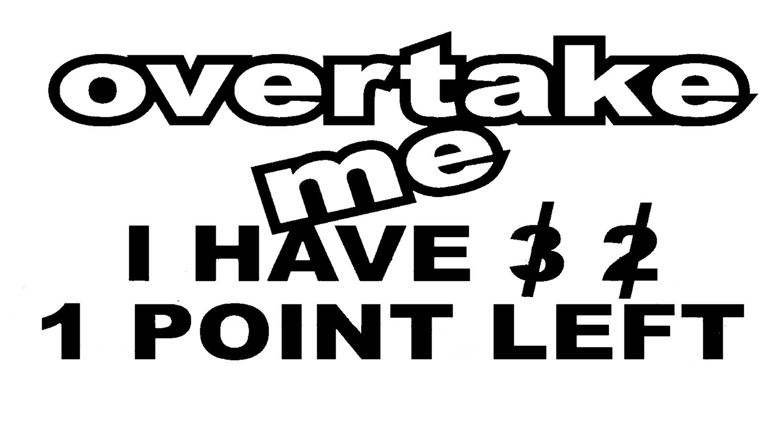 Overtake me I have 1 point left - Sticker - Decal - AUSTRALIAN MADE ...