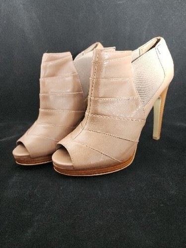 Calvin Klein Samara Peep Toe Tan Heels Ankle Boot Print US Size 9.5 | eBay