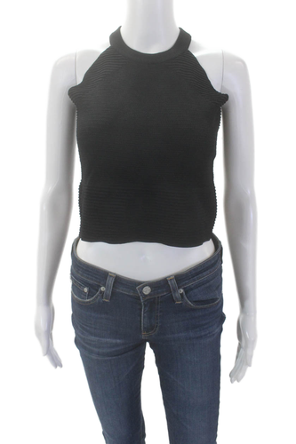 Rachel Rachel Roy Womens Textured Halter Neck Sleeveless Tank Top Black ...