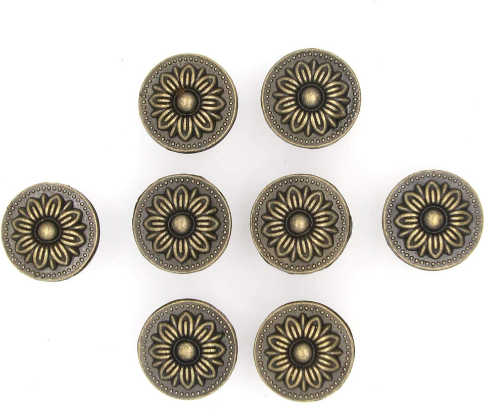 8 Vintage Antique Brass Knobs Handles Pulls - Flower Pattern for ...