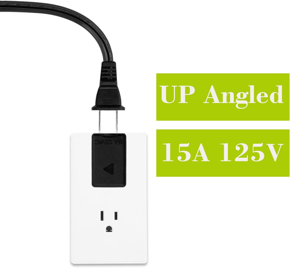 Right Angle Adapter,2-Prong 90 Degree Upward Angled AC Adapter ...