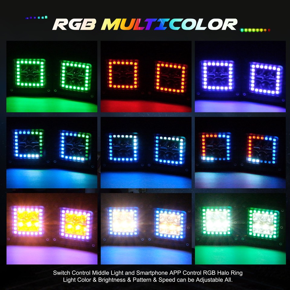 4x 4Inch LED Work Light Bar Spot Strobe Cube Pods Driving Fog Offroad ...