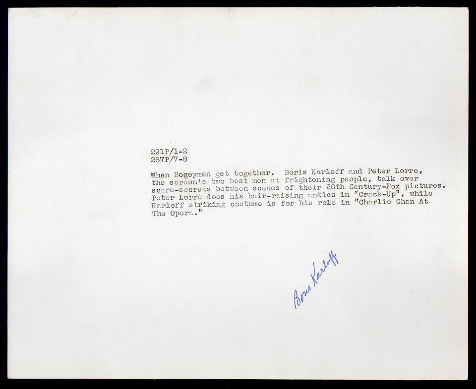 Peter Lorre & Boris Karloff CHARLIE CHAN AT THE OPERA 1936 Orig Photo ...