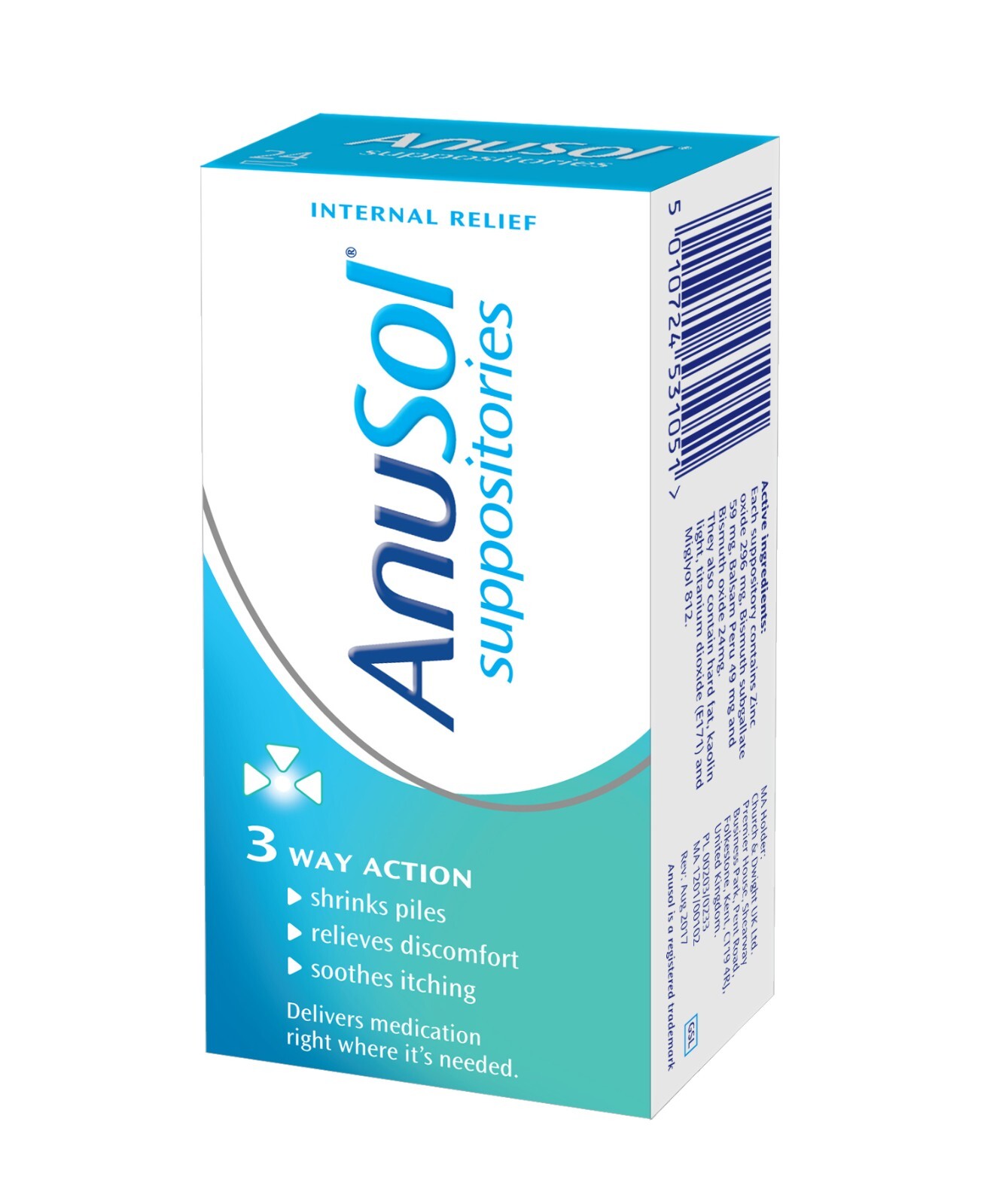 Anusol Suppositories 24 Pack - 3 Way Action | Grelly UK