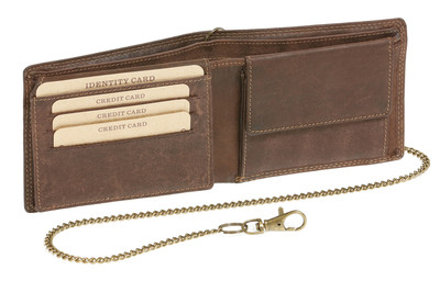 Biker Geldbörse Kettenbörse Portmonee Kette dünn LEAS MCL Vintage Leder ...