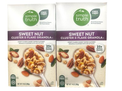 Sweet Nut Cluster & Flake Granola - Two 14oz Boxes - “Free From” Simple ...