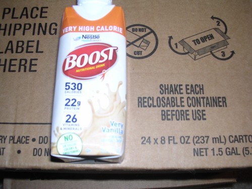 24 COUNT CASE BOX 8 OZ BOOST 530 CALORIES USE BY JAN 9, 2026 VERY ...