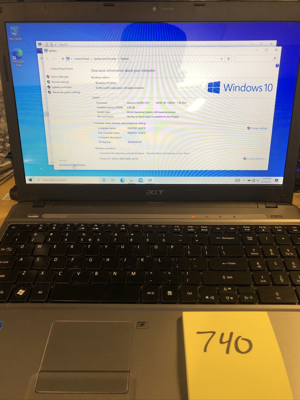 Acer Aspire 5810 TZ Genuine Intel U4100@ 1.3GHz 4GB Ram 320GB | eBay