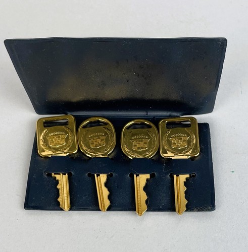 4 FOUR 1980s GOLD CADILLAC IGNITION DOOR KEY EMBLEM LOGO ORNAMENT SET ...