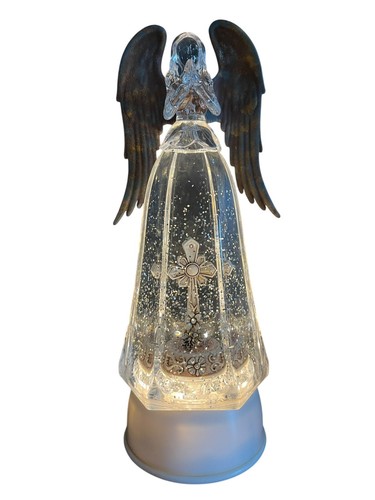 Cracker Barrel Angel w/ Cross Floating Glitter Globe Motor & Lights ...