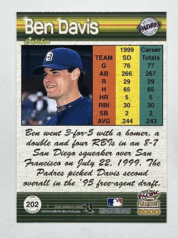 Ben Davis 2000 Pacific Paramount Holo-Silver /99 #202 MLB Padres ...