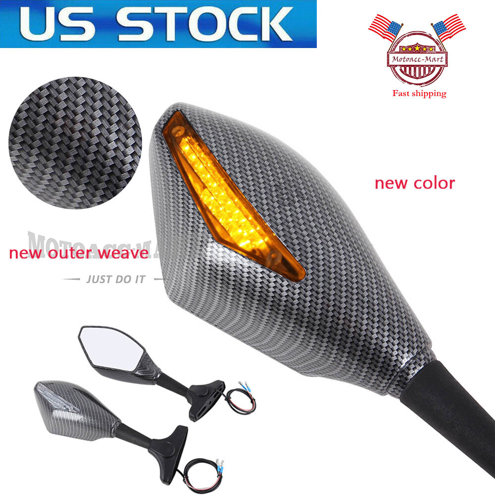 Rearview Mirrors with LED Turn Signals For Yamaha FZ6 FZ6R YZF R6 YZF ...