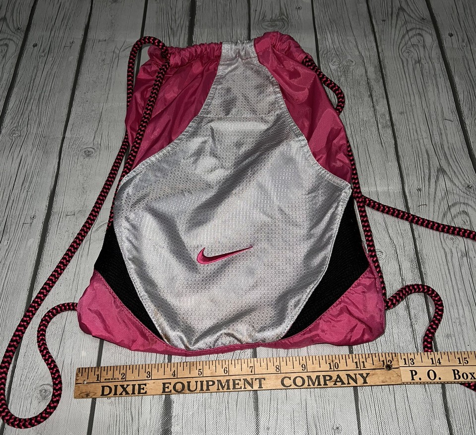 Nike Drawstring Hot PINK Bag Backpack Gym Bag Pink & Gray Fitness ...