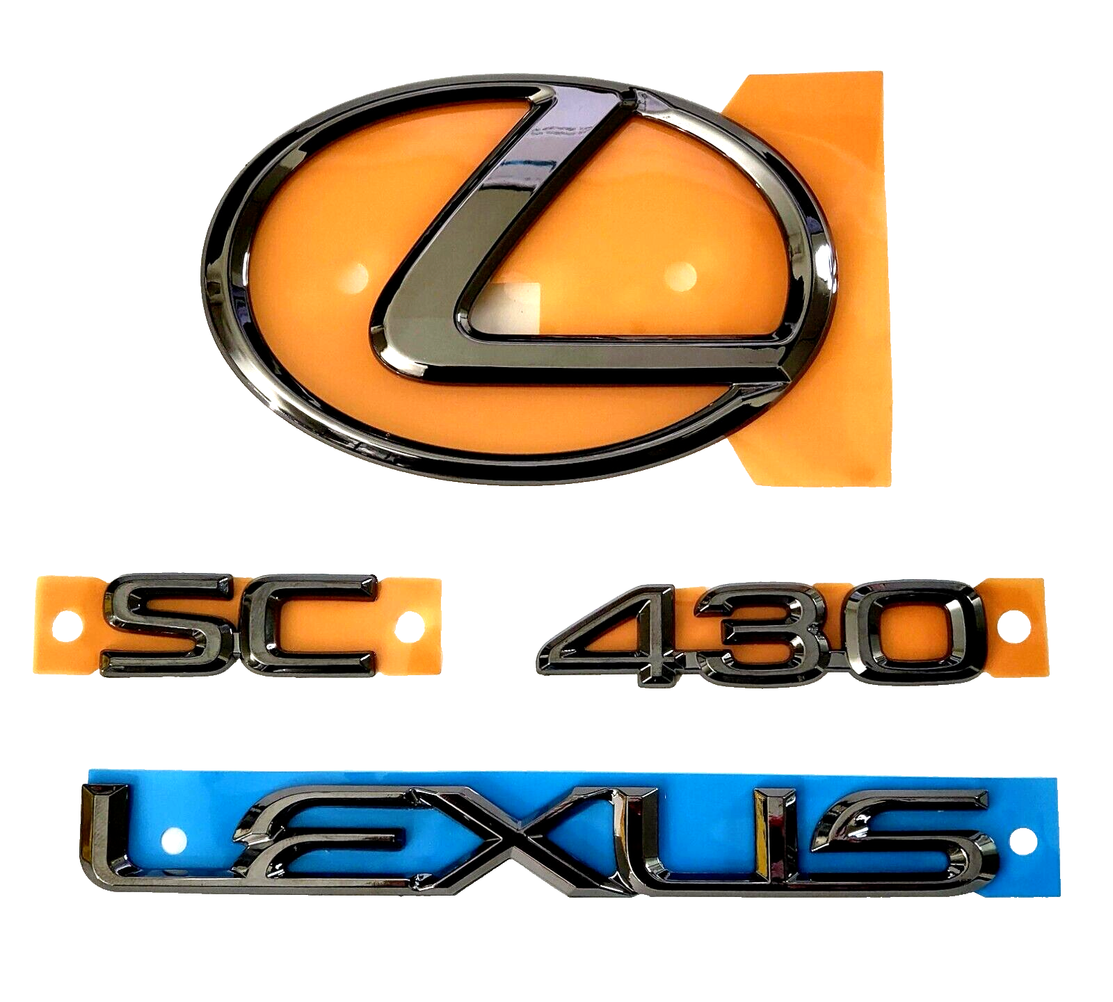 02-10 FITS SC430 LEXUS EMBLEM REAR BLACK CHROME TRUNK KIT 2003 2004 ...