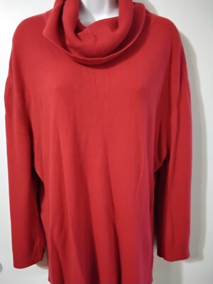 Sherry Taylor 3X Plus Solid Red Cowl Neck 3/4 sleeve Lightweight Basic ...