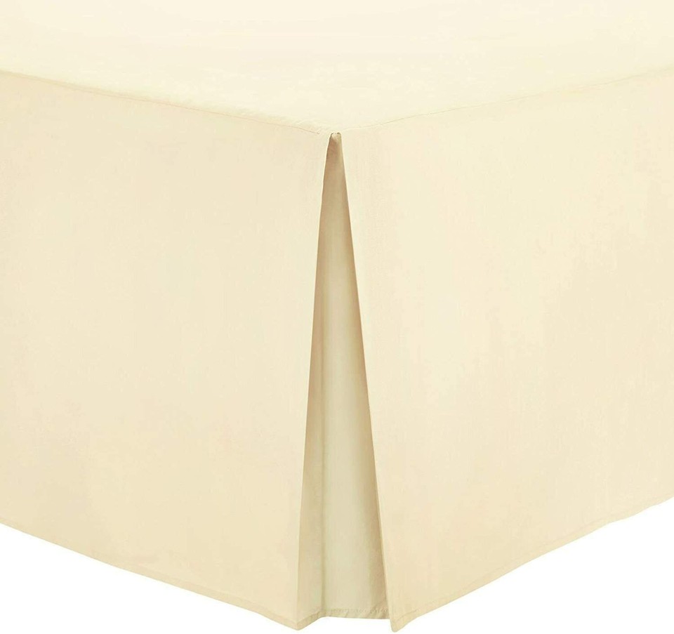 100% Pollycotton 180 Thread Base Valance Sheet PLEATED Extra Deep all ...