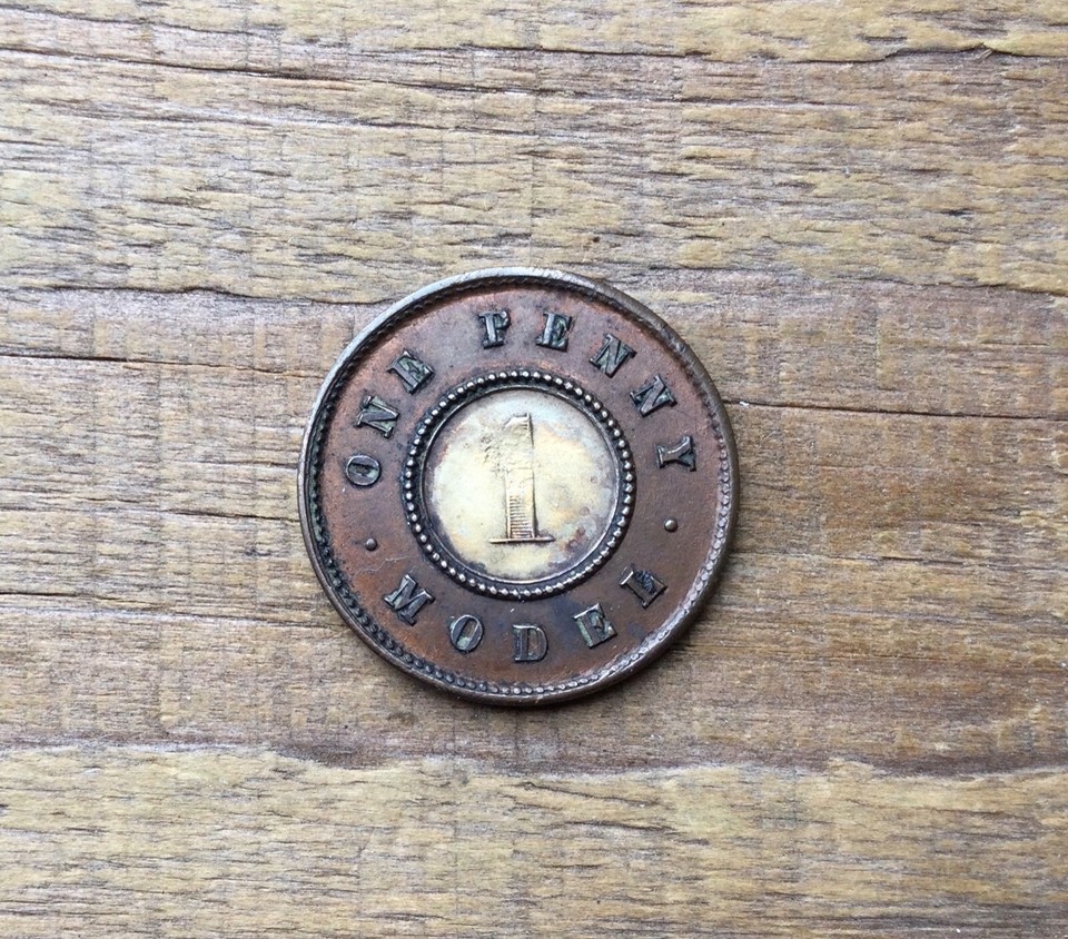 Great Britain One Penny Model English World Coin Type Token Bi-metallic ...