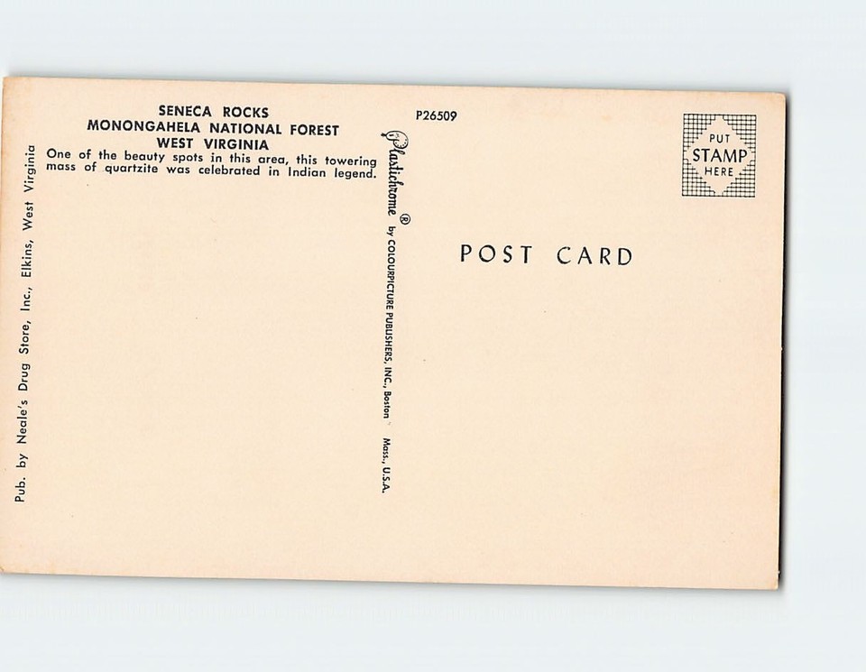 Postcard Seneca Rocks Monongahela National Forest West Virginia USA ...