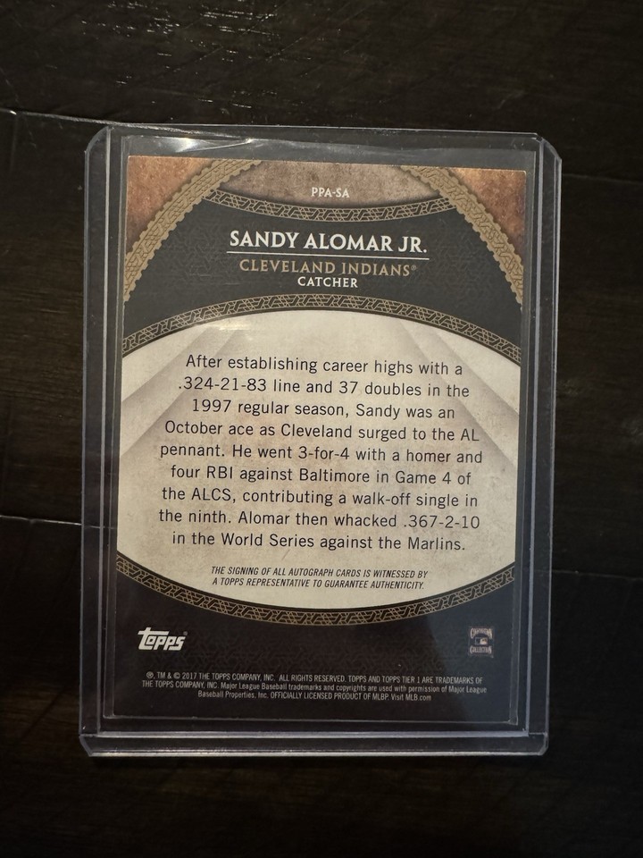 2017 Topps Tier One - Prime Performers Autographs Sandy Alomar Jr. #PPA ...