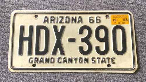 RARE 1966 WITH 1968 STICKER ARIZONA LICENSE PLATE ALL ORIGINAL CHEVY ...