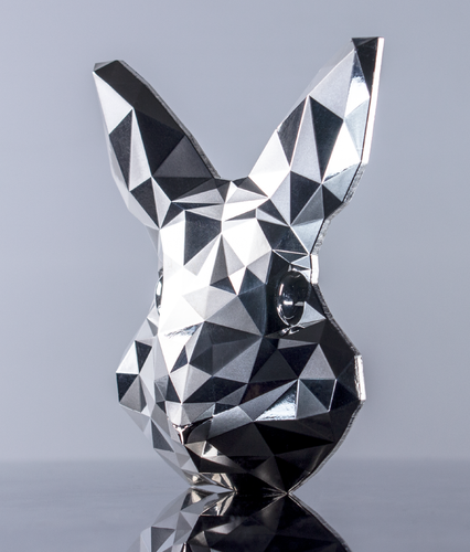 2 oz .999 Silver Lunar Rabbit Stacker Lowpoly w/ CAPSULE 2023 Komsco ...