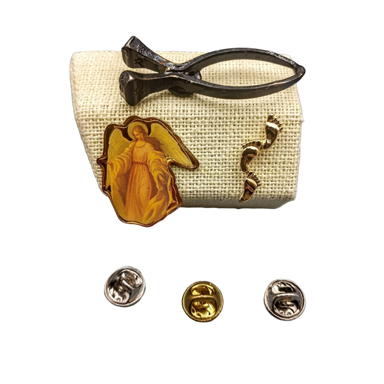 Vtg Lot of 3 Christian Brooch Lapel Pin Guardian Angel Footprints ...