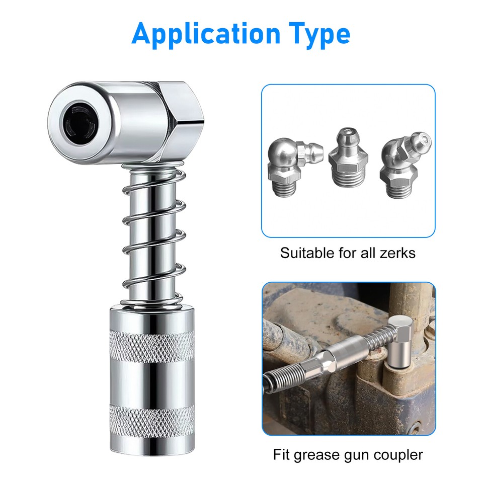 8 pcs Grease Gun Accessory Set Needle Nozzle Dispenser 90 Degree ...